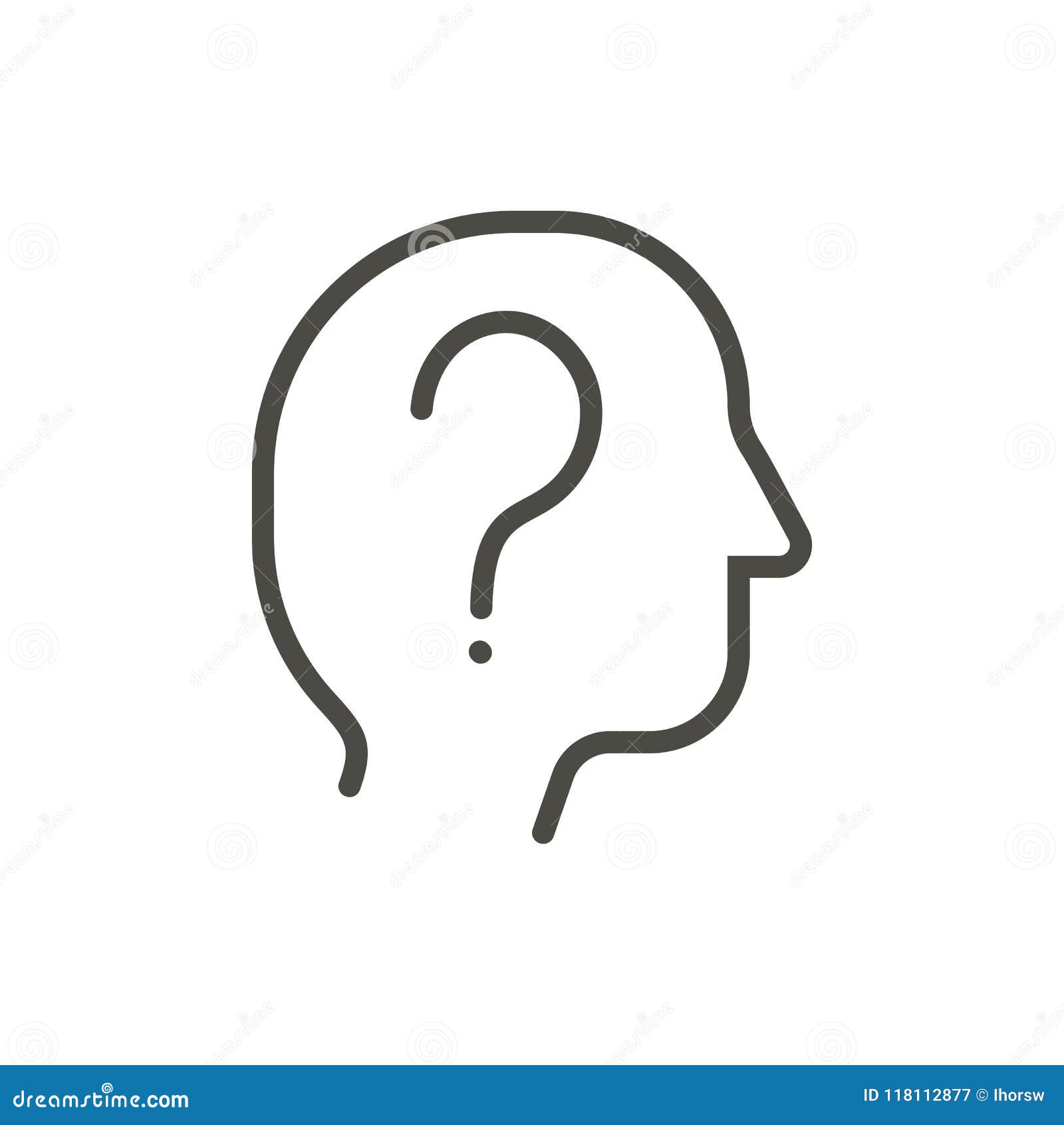 Question Icon Vector. Outline Question Mark in Human Head. Line Symbol ...