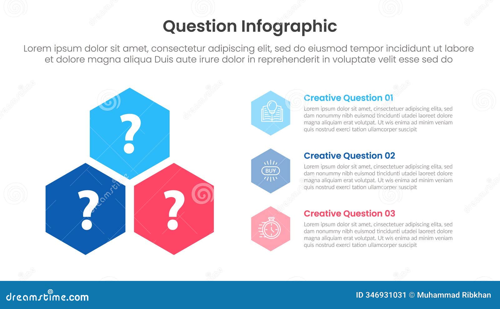 Question Infographic Template Banner with Hexagon Structure with Point ...