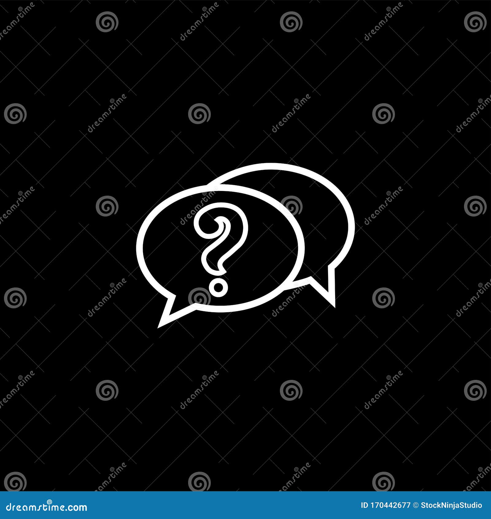 Question Line Icon on Black Background. Black Flat Style Vector ...