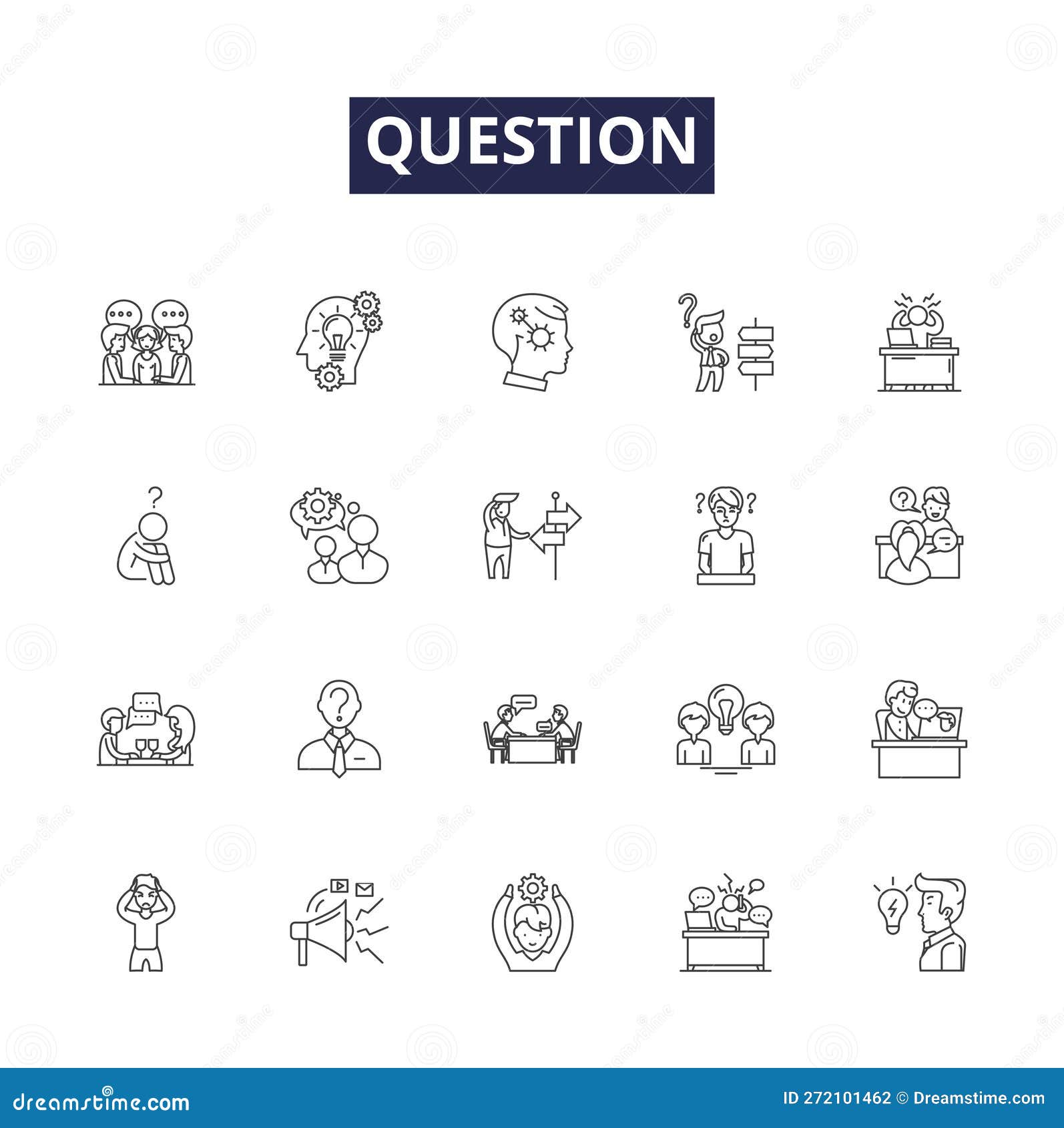 Question Line Vector Icons and Signs. Mark, Symbol, Faq, Question ...
