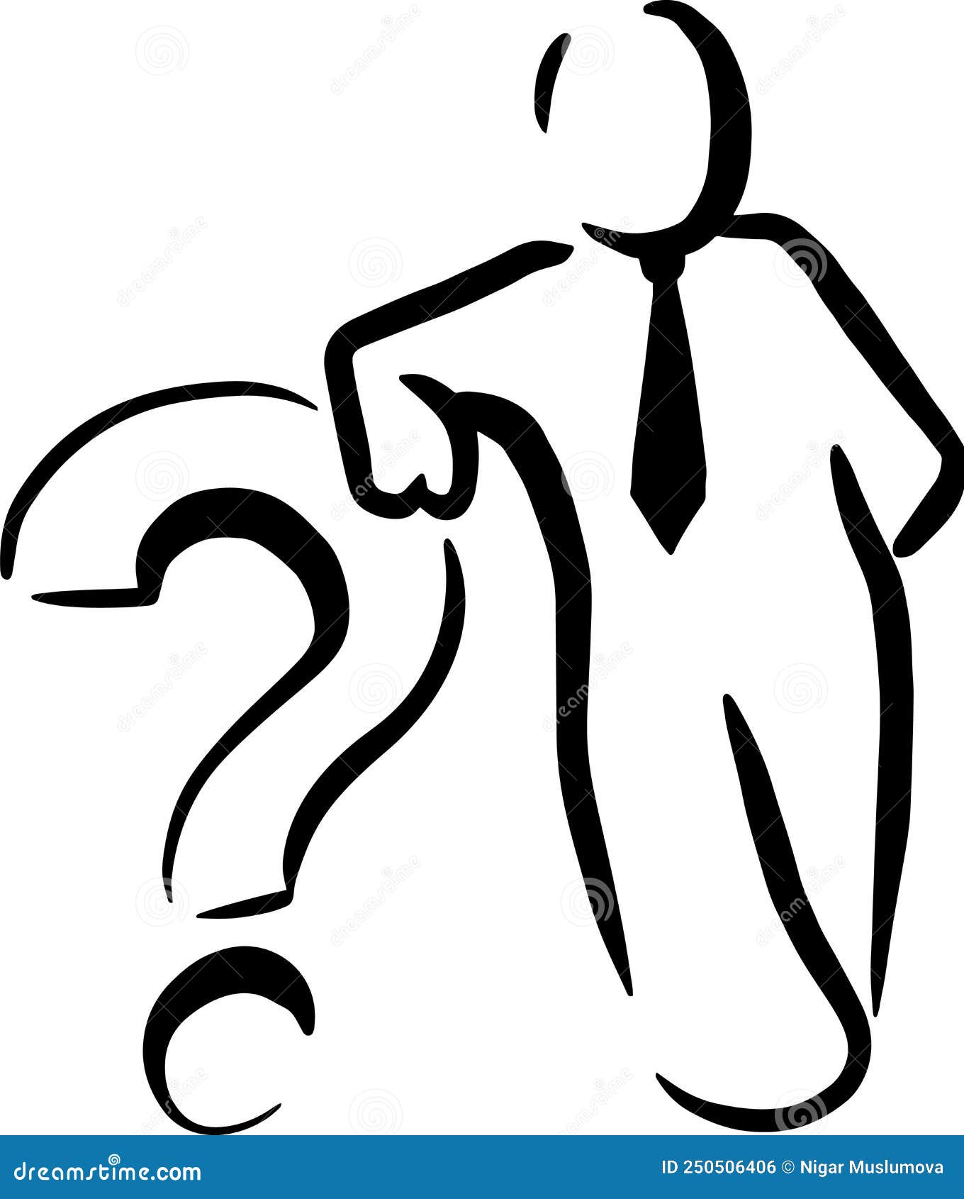 Question Man, Hand Draw Line Vector Illustration Stock Vector ...