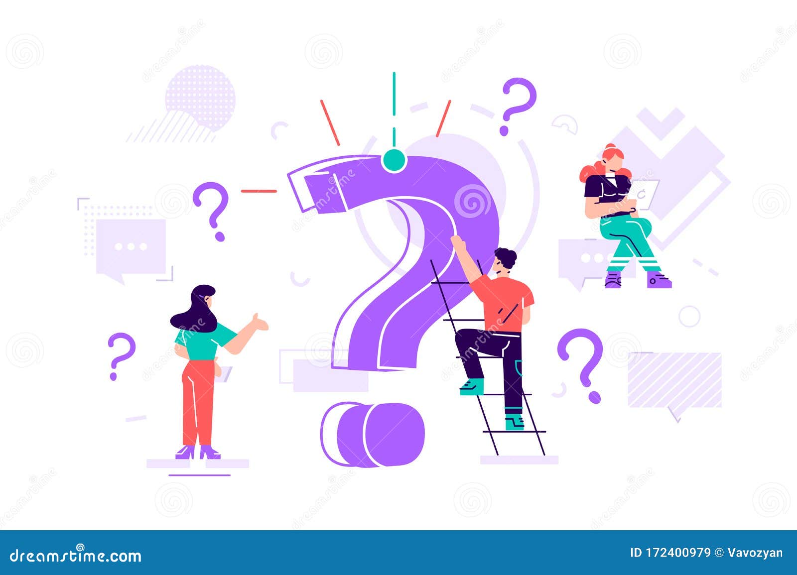 Asking Questions Around a Huge Question Mark Stock Vector ...