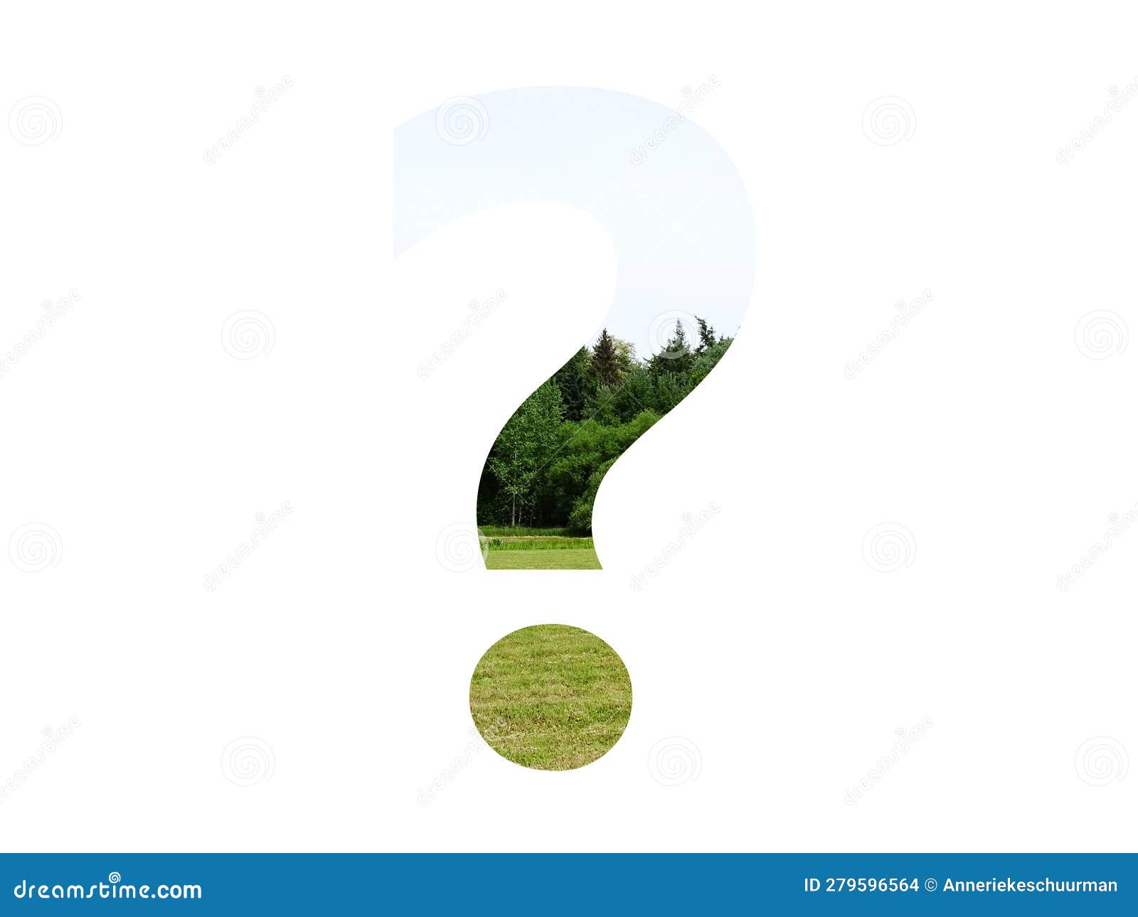 Question Mark of the Alphabet Made with Landscape with Grass, Forest ...