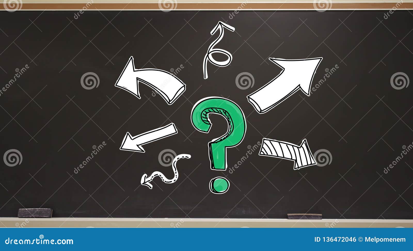 Question Mark with Arrows on a Blackboard Stock Illustration ...