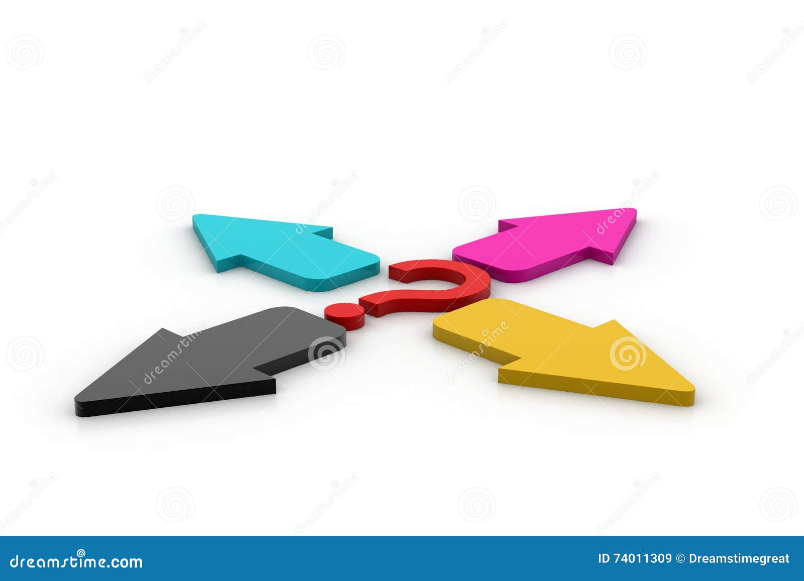 Question Mark and Arrows Indicates Different Ways Stock Illustration ...