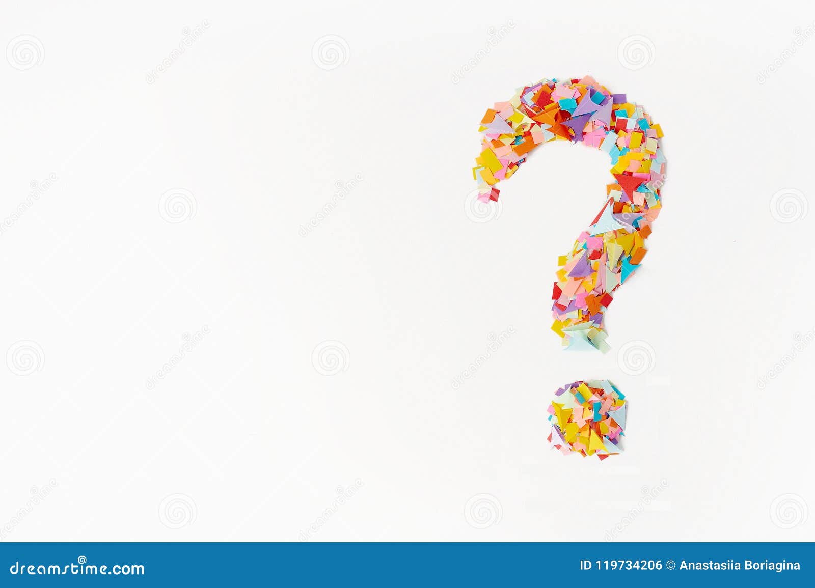 Question Mark on a Background from Multi-colored Confetti, from Pieces ...