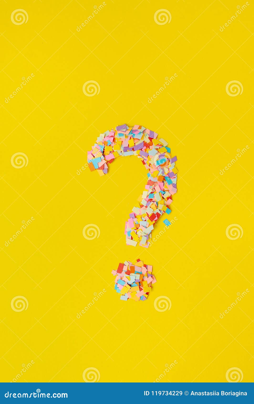 Question Mark on a Background from Multi-colored Confetti, from Pieces ...