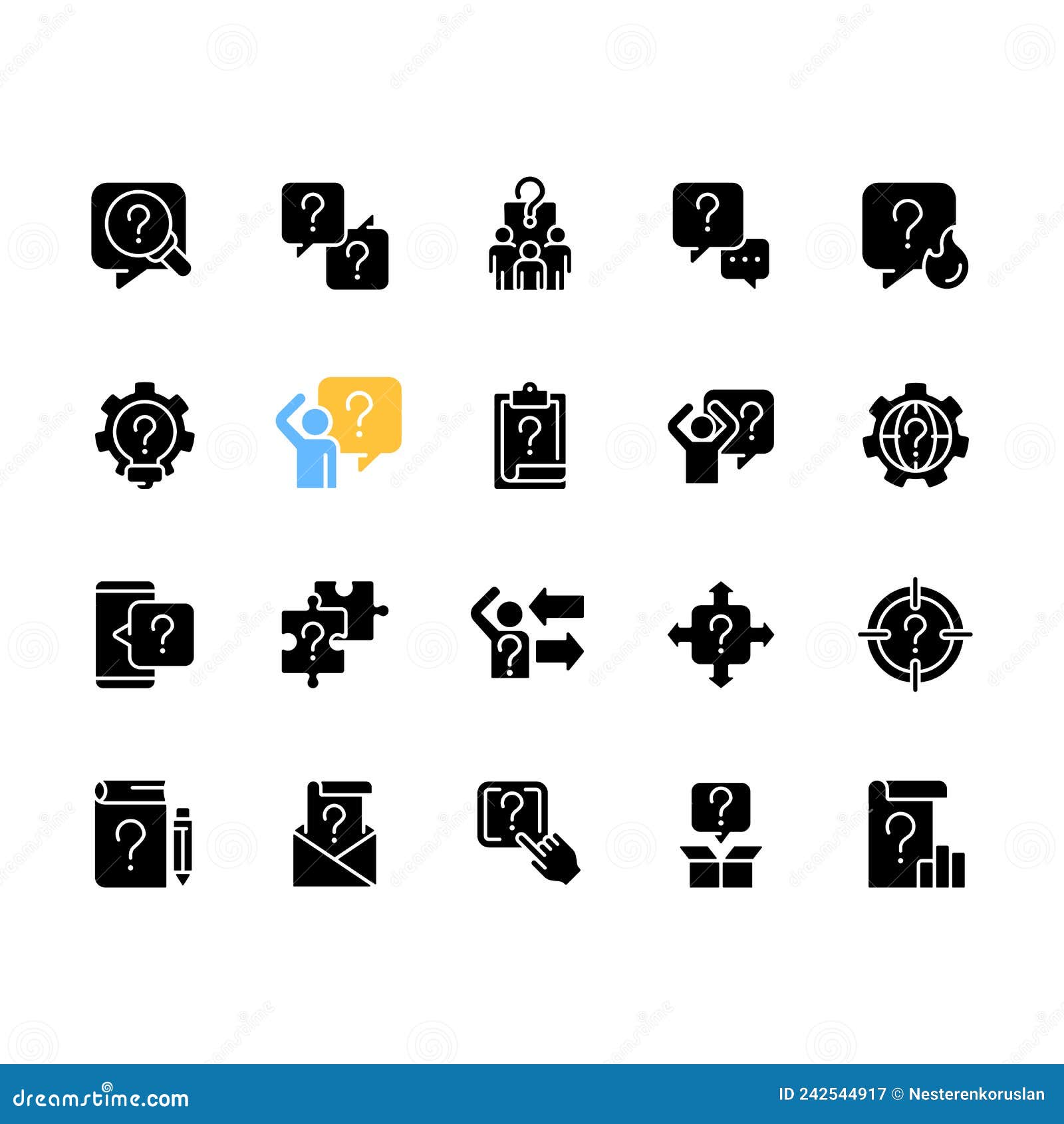 Question Mark Black Glyph Icons Set on White Space Stock Vector ...