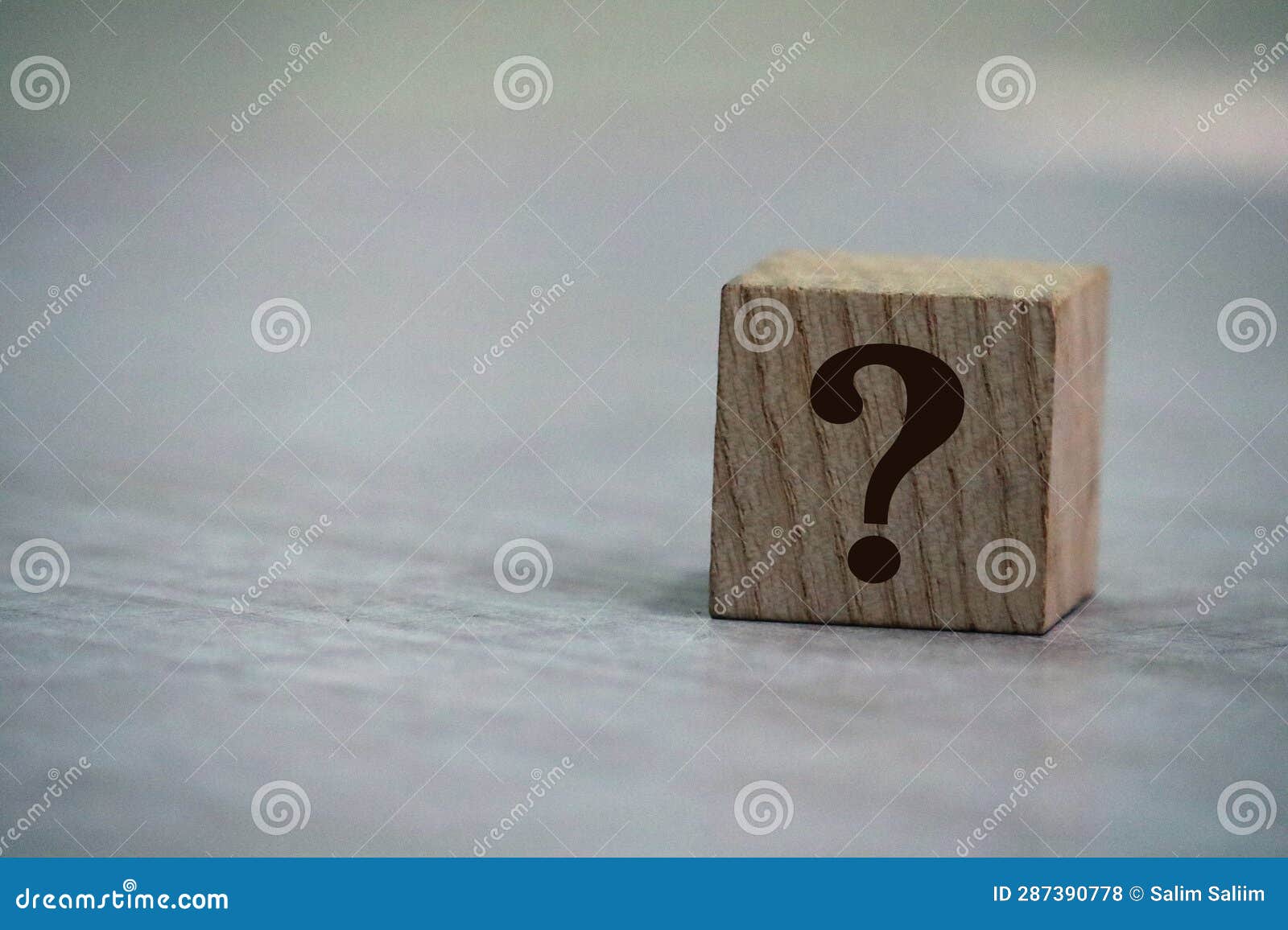 Question Mark Block Stand on Wooden Background. Stock Photo - Image of ...