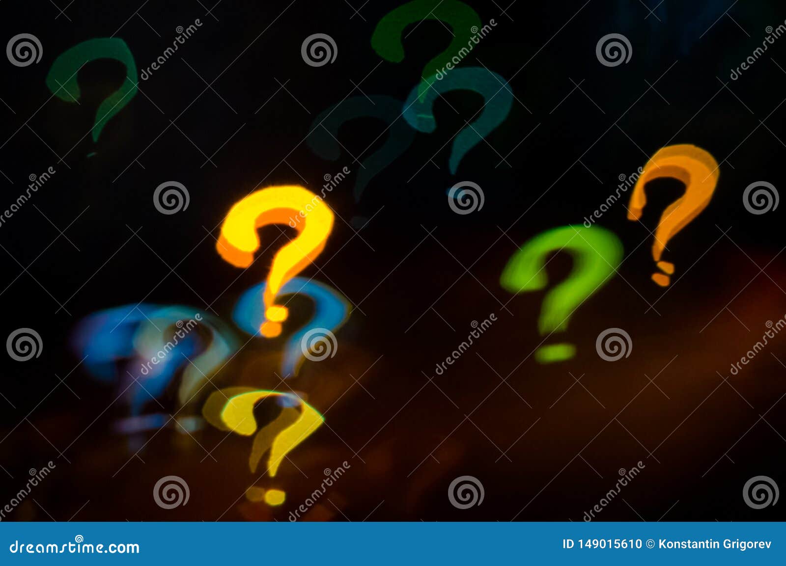 Question Mark Bokeh Backdrop on Dark Background Stock Photo - Image of ...