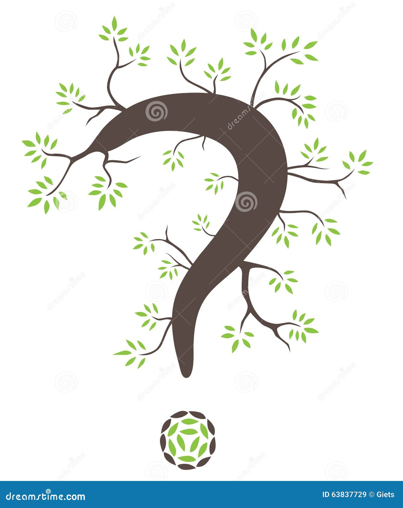 Question Mark with Branches + Leaves Stock Illustration - Illustration ...