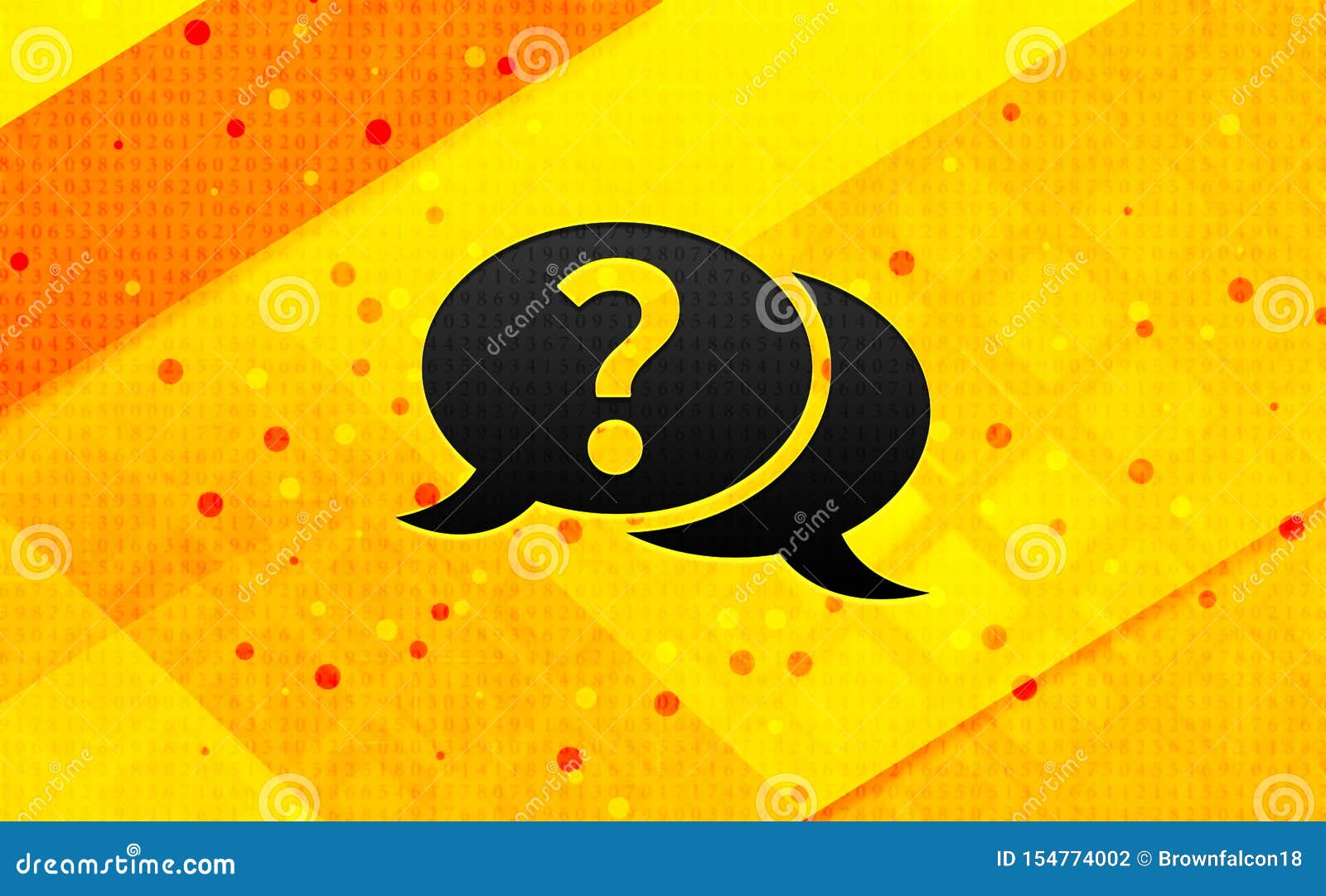 Question Mark Bubble Icon Abstract Digital Banner Yellow Background ...