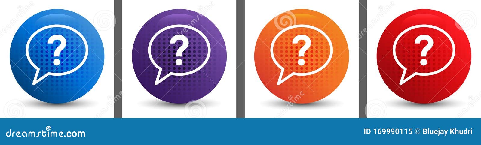 Question Mark Bubble Icon Abstract Halftone Round Button Set Stock ...