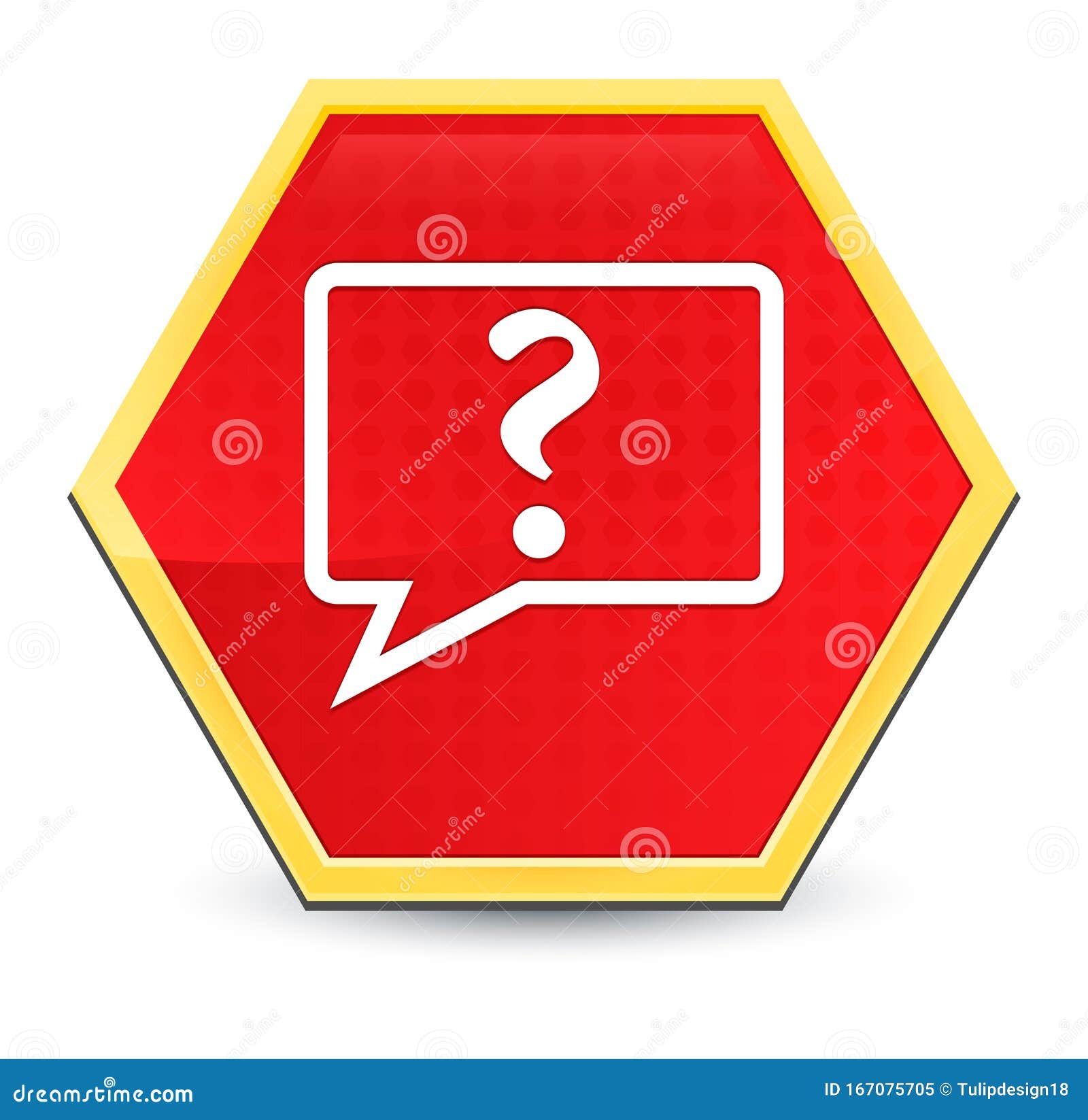 Question Mark Bubble Icon Abstract Red Hexagon Button Bright Yellow ...