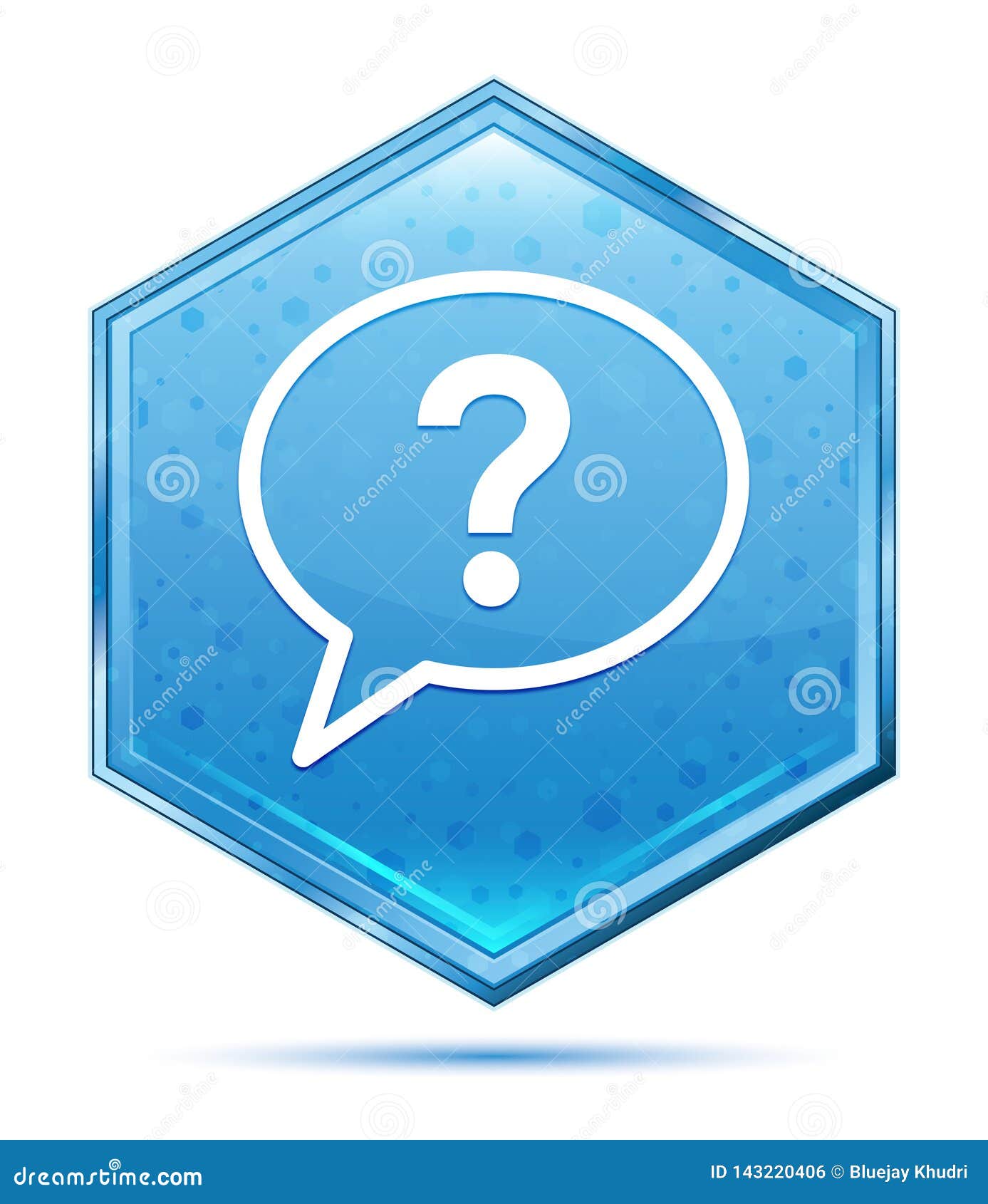 Question Mark Bubble Icon Crystal Blue Hexagon Button Stock ...