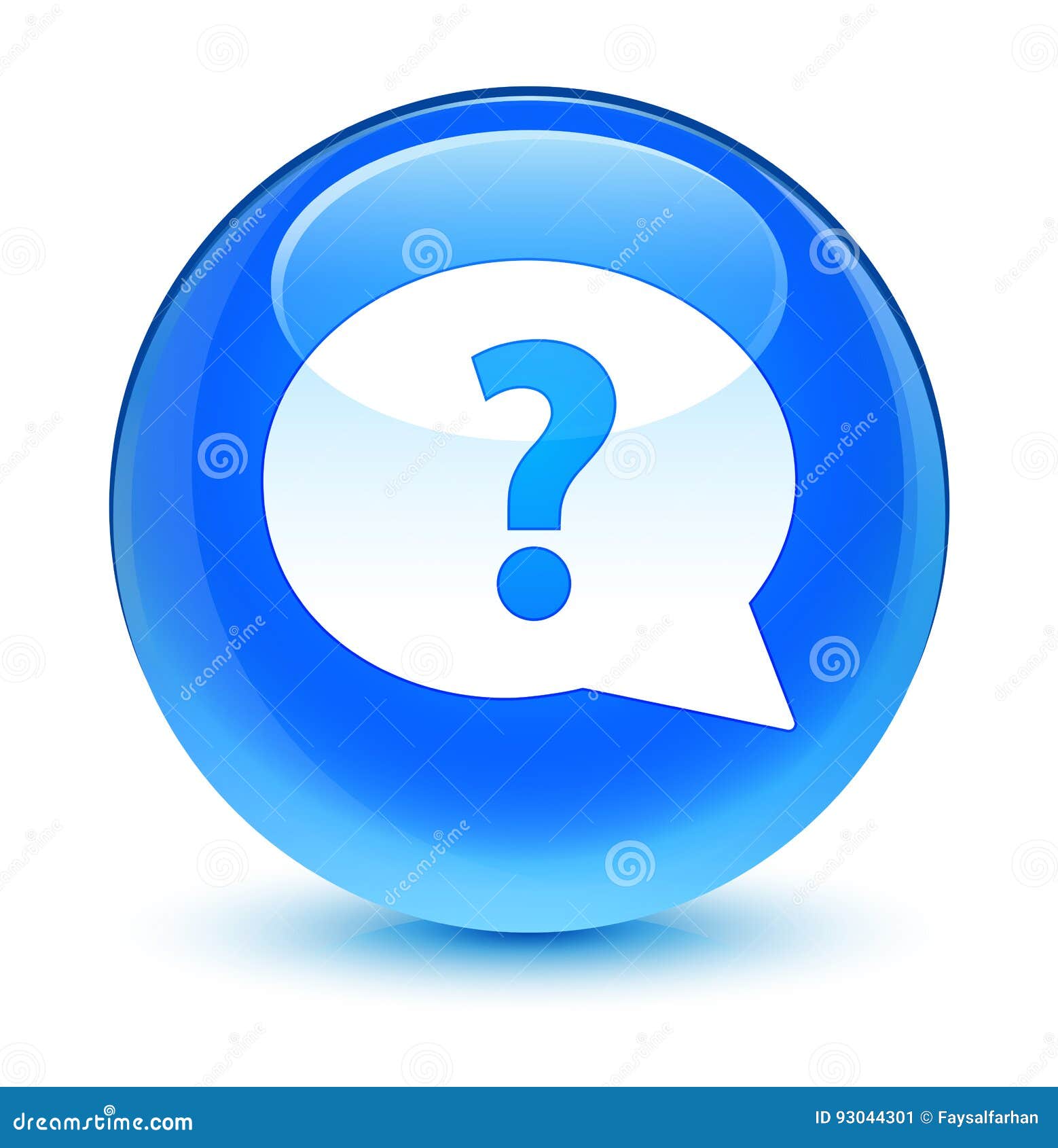 Question Mark Bubble Icon Glassy Cyan Blue Round Button Stock ...