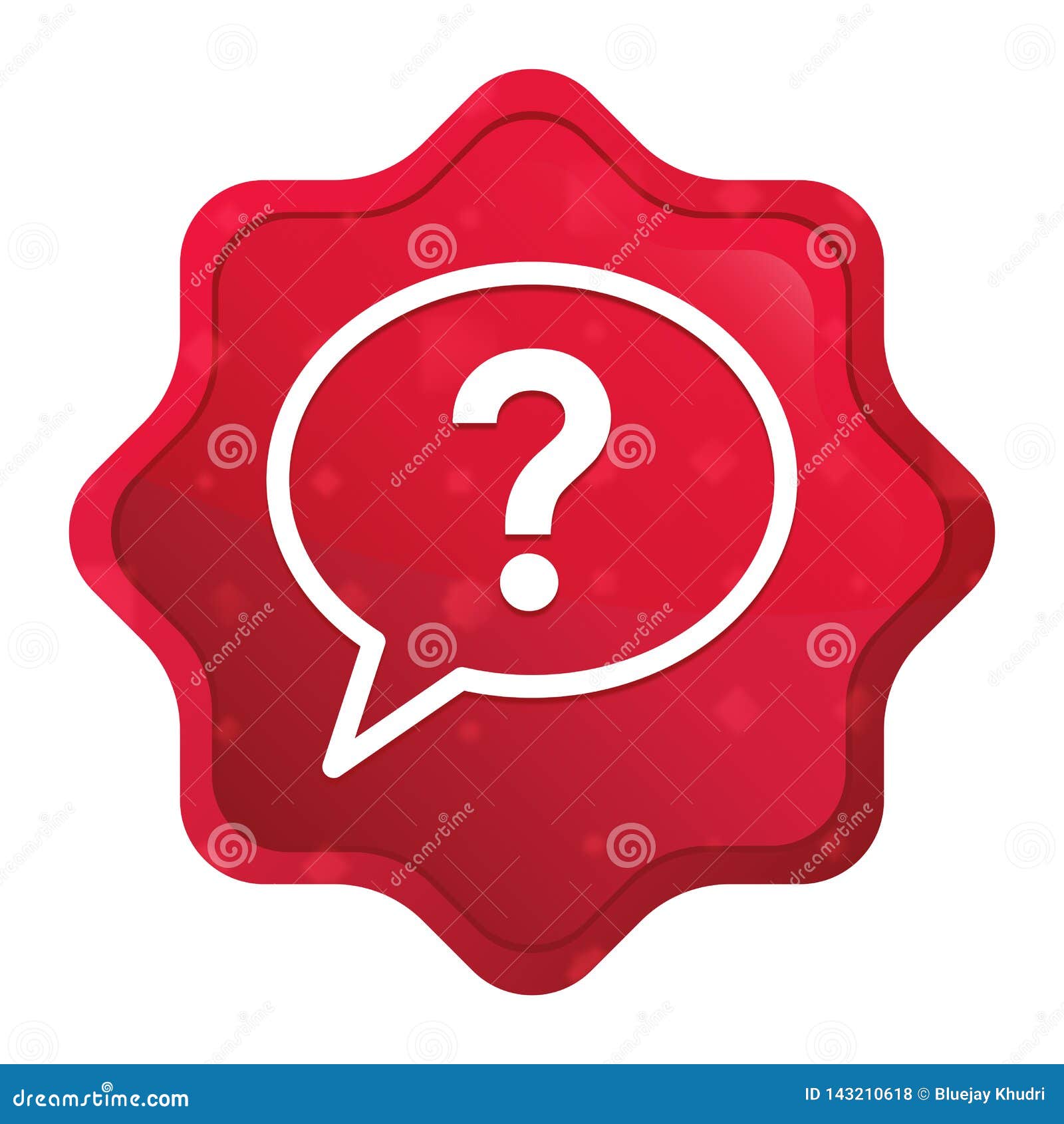 Question Mark Bubble Icon Misty Rose Red Starburst Sticker Button Stock ...
