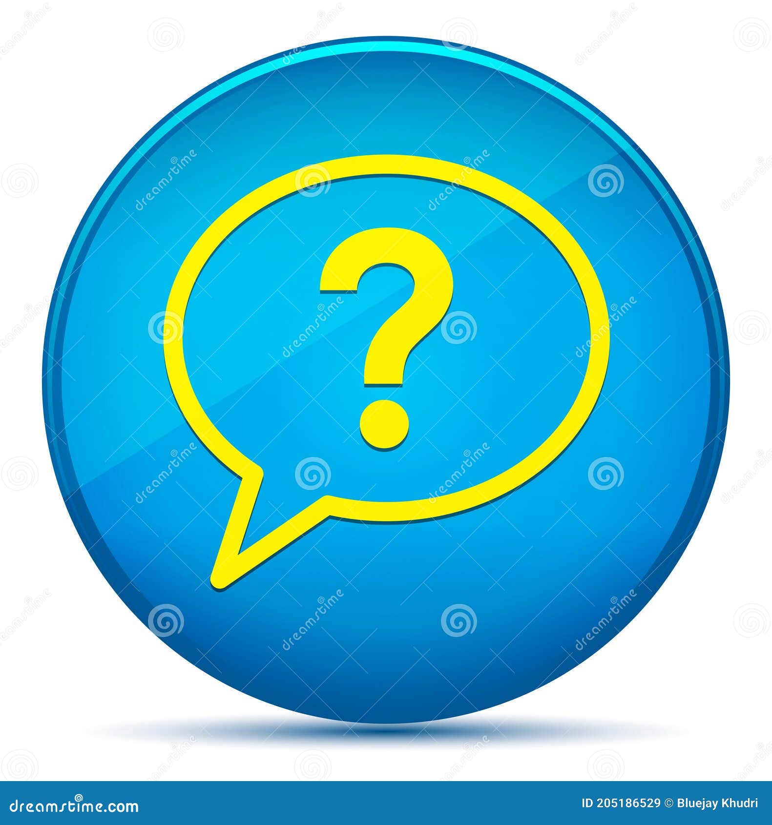 Question Mark Bubble Icon Modern Flat Cyan Blue Round Button Stock ...