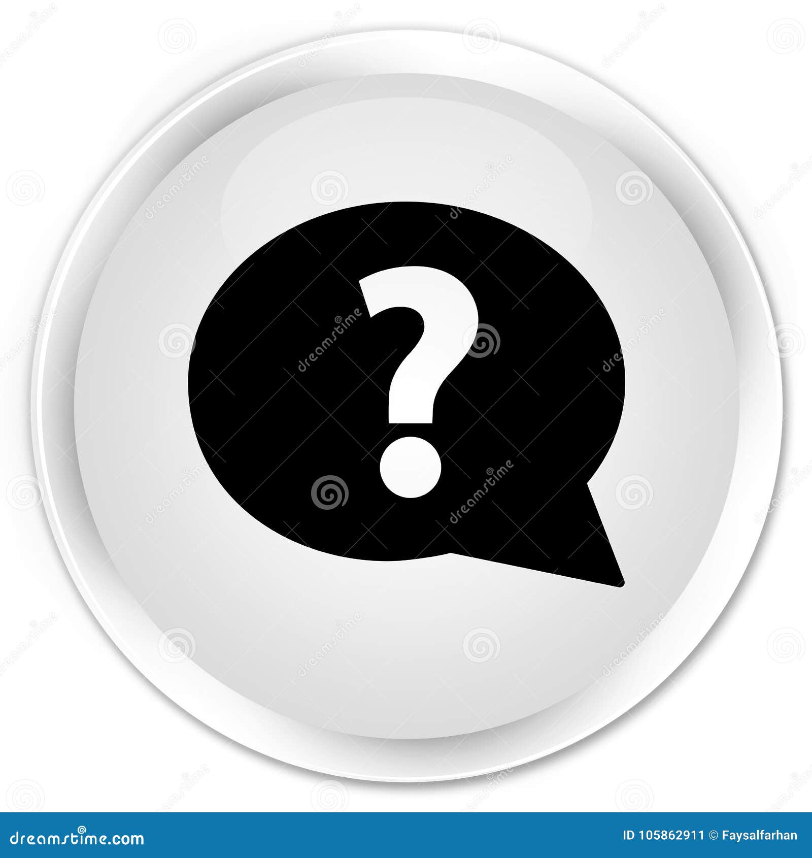 Question Mark Bubble Icon Premium White Round Button Stock Illustration ...