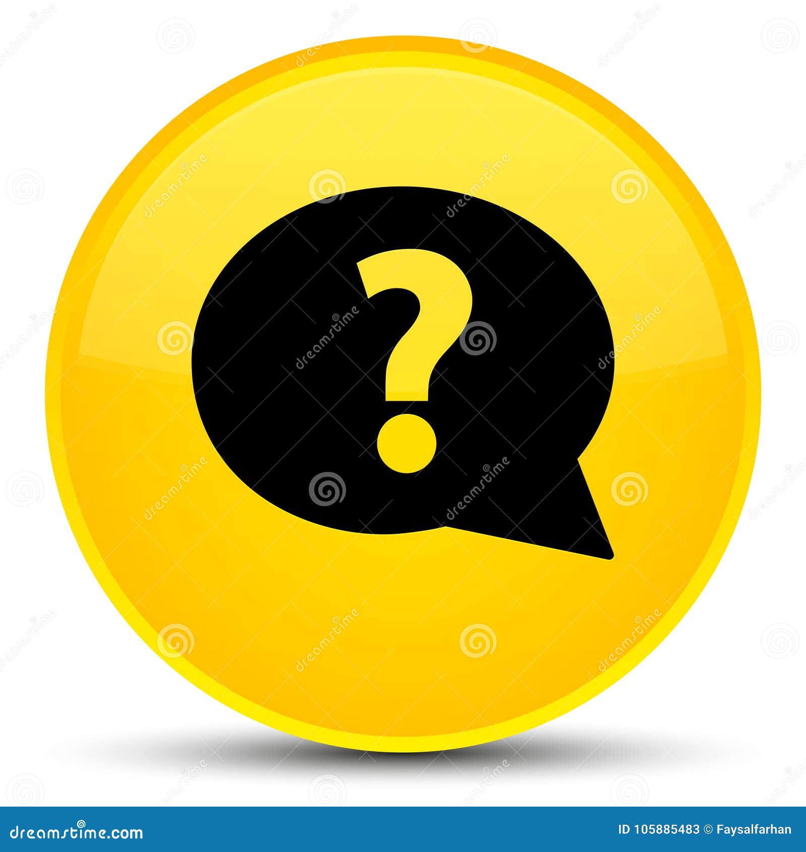 Question Mark Bubble Icon Special Yellow Round Button Stock ...