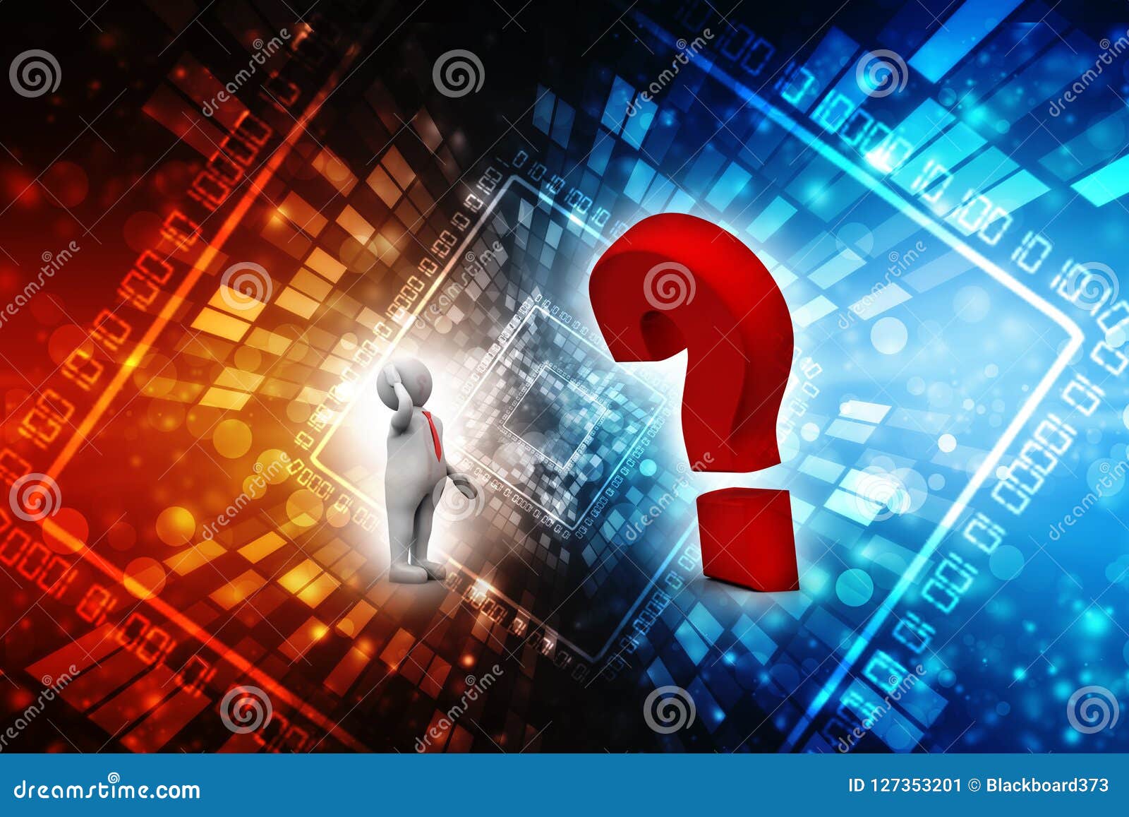 Question Mark with Businessman, Confusion Concept. 3d Render Stock ...