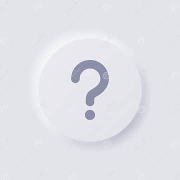 Question Mark Button Icon, White Neumorphism Soft UI Design. Stock ...