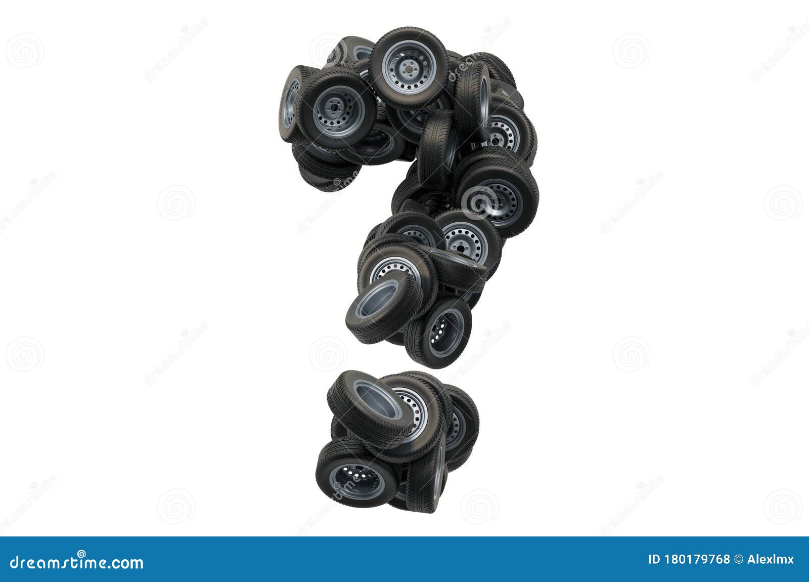 Question Mark from Car Wheels, 3D Rendering Stock Illustration ...