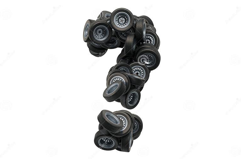 Question Mark from Car Wheels, 3D Rendering Stock Illustration ...