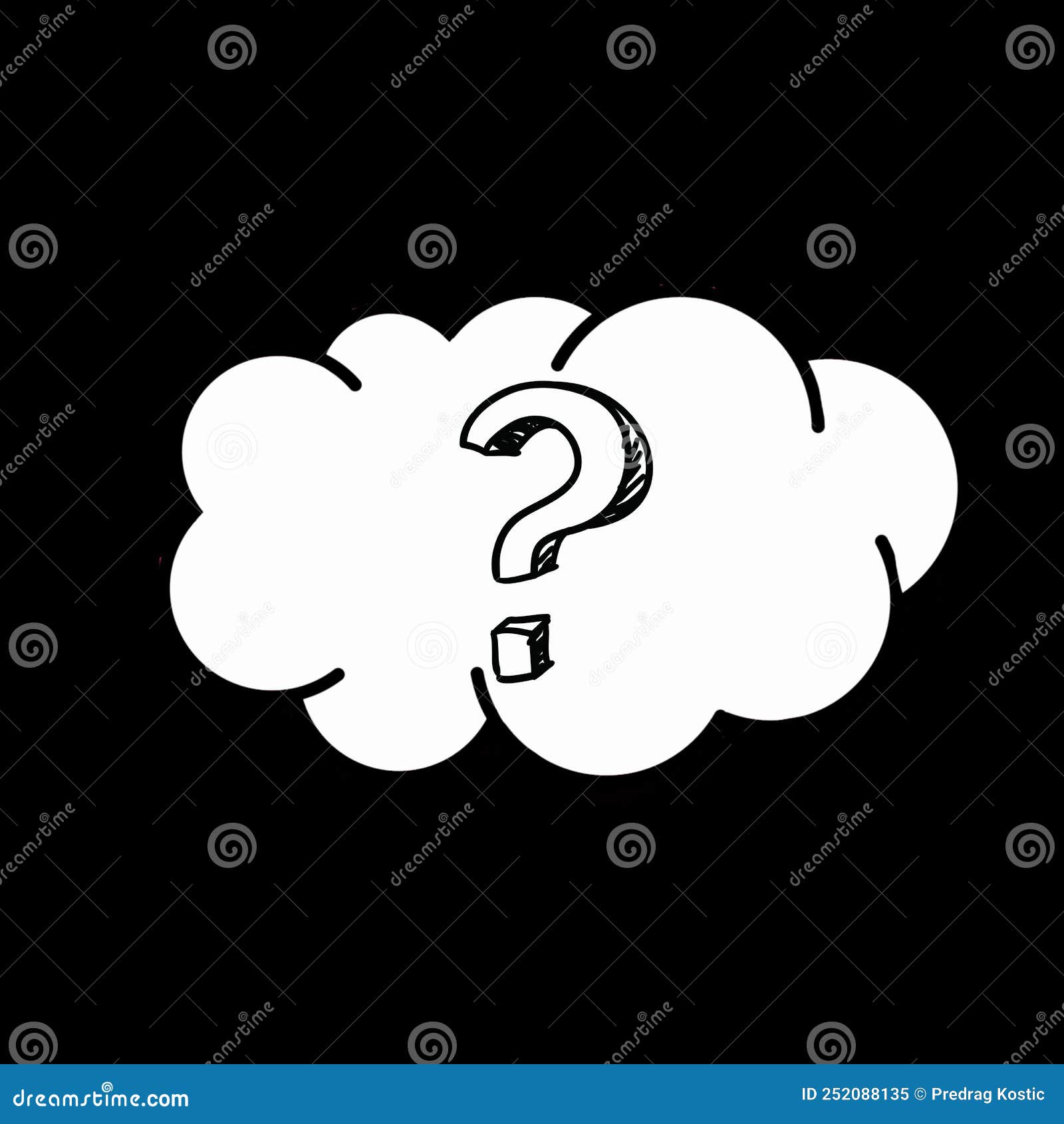 Question mark cloud stock illustration. Illustration of drawing - 252088135