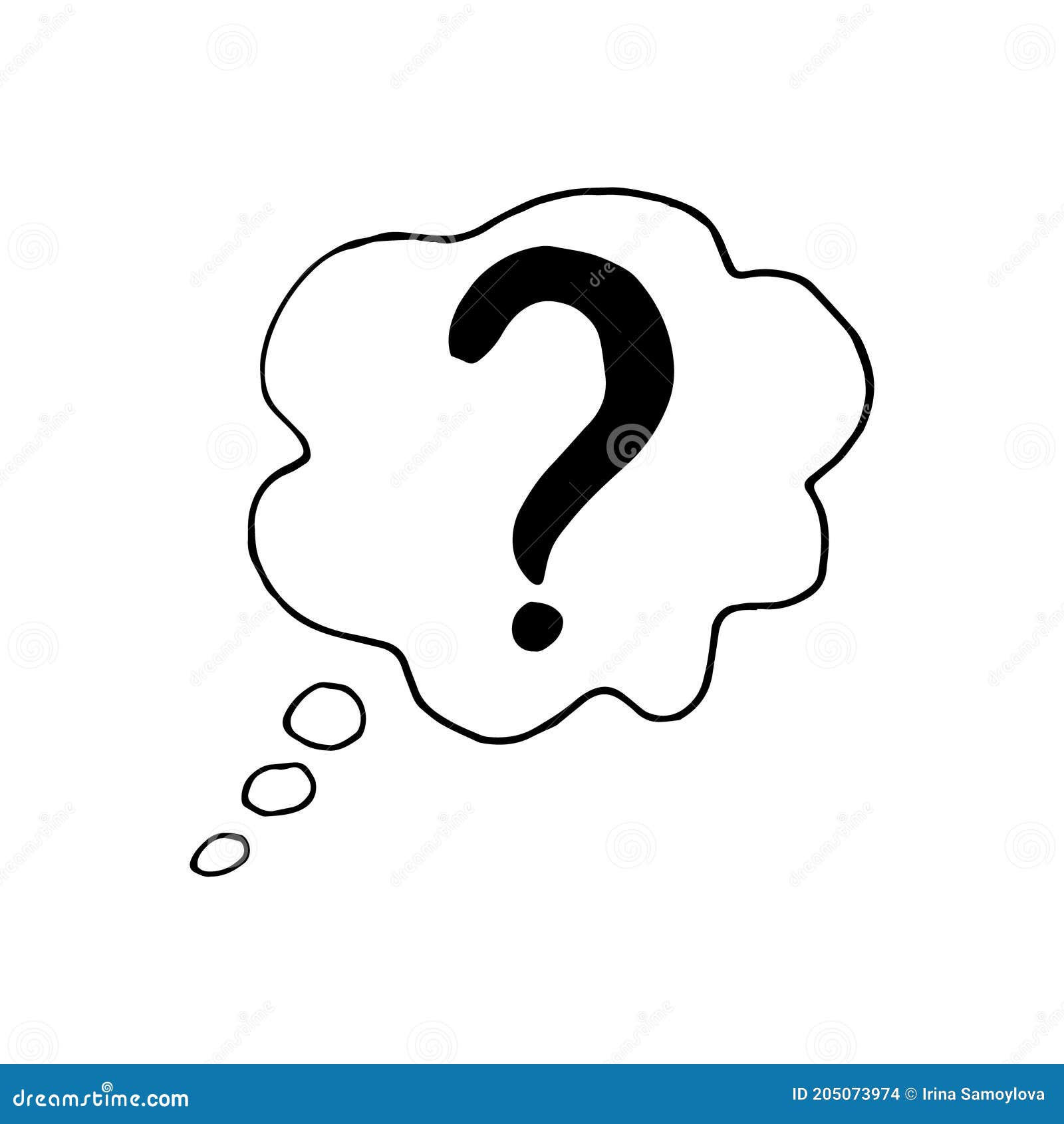 Question Mark in a Cloud Icon. Sketch Hand Drawn Doodle Style. Vector ...