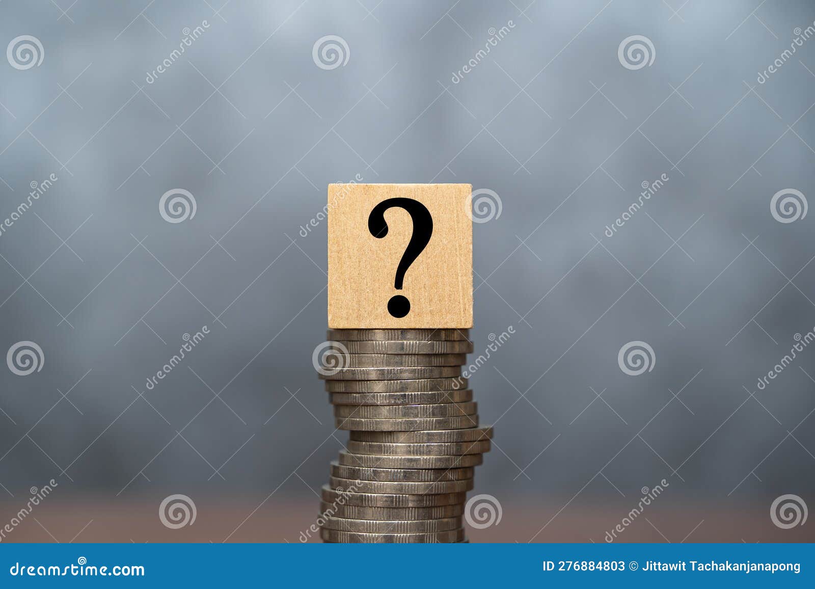Question Mark with Coins Stack on the Gray Background. Money Offer ...