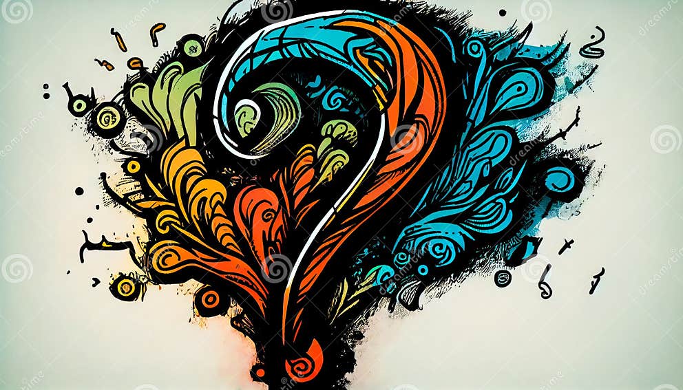 Question Mark with Color Doodle Symbol. Generative AI Stock ...