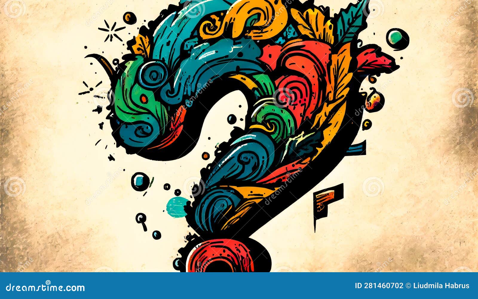 Question Mark with Color Doodle Symbol. Generative AI Stock ...