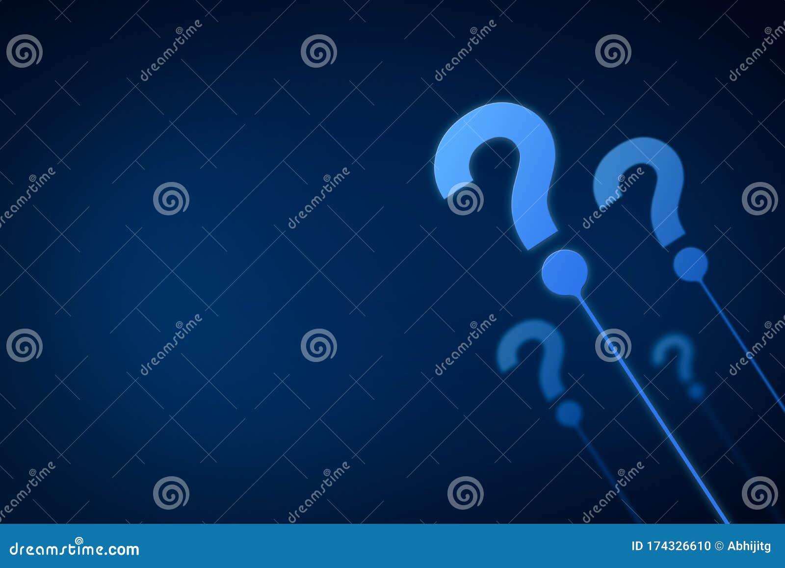 Question Mark Concept on Blue Background, Digital Question Mark ...