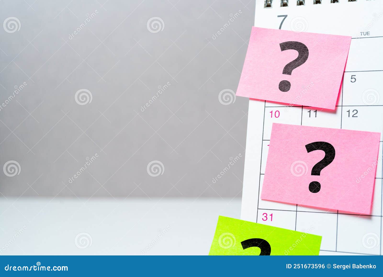 Question Mark Concept or FAQ. Sign on Calendar Sticker with Copy Space ...