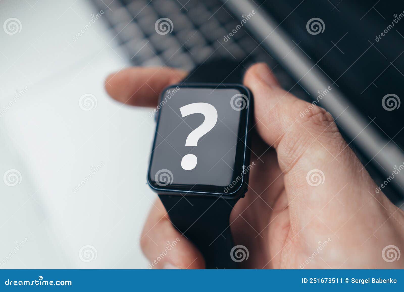 Question Mark Concept or FAQ. Sign on Smart Watch Stock Image - Image ...