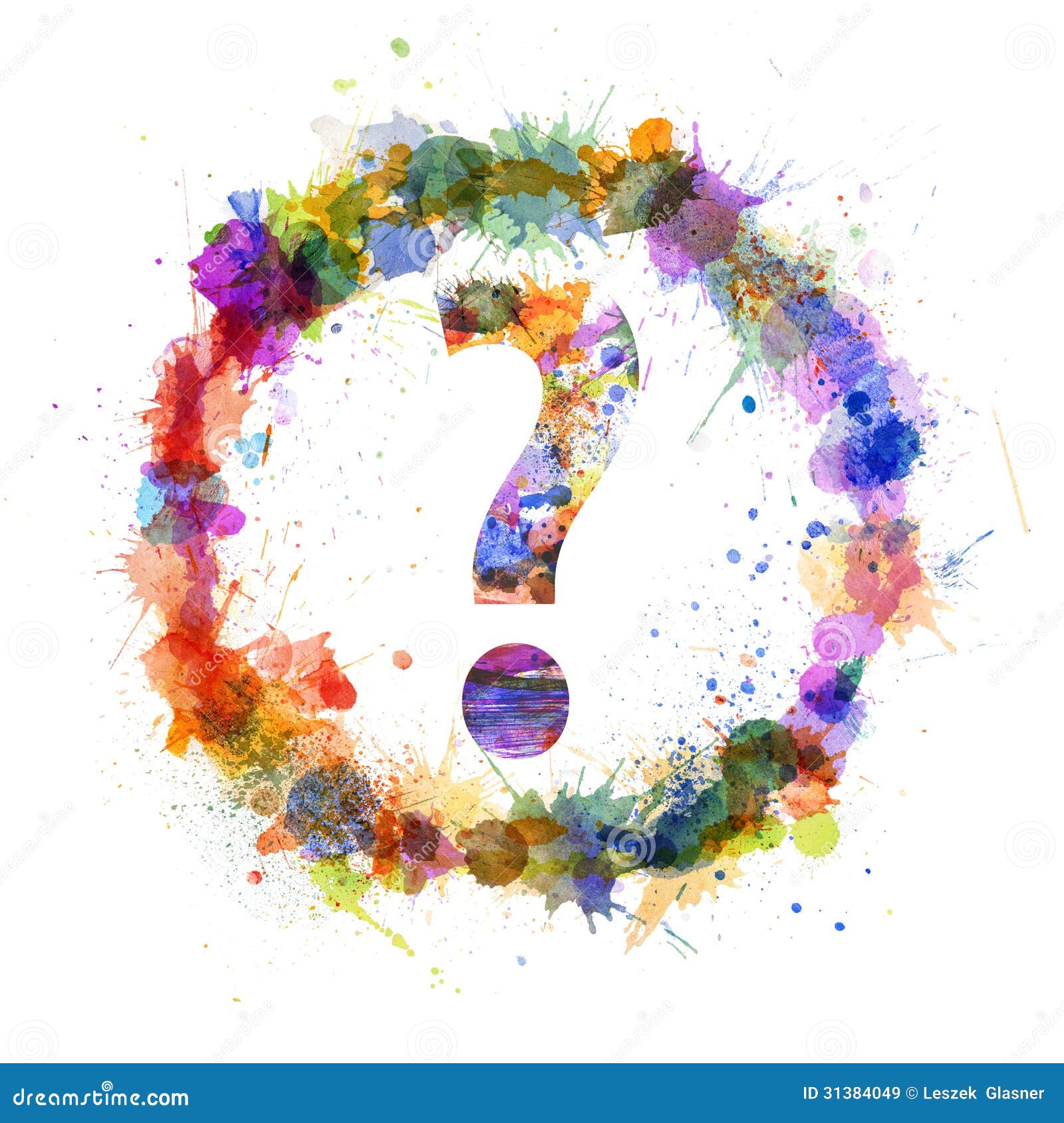 Question Mark Concept, Watercolor Splashes As a Sign Stock Illustration ...