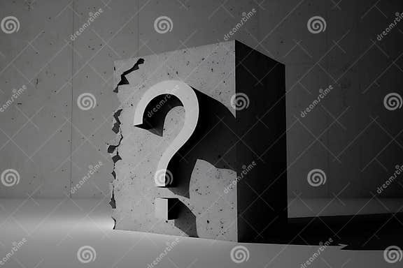 Question Mark on Concrete Wall Background, 3d Render, Square Image ...