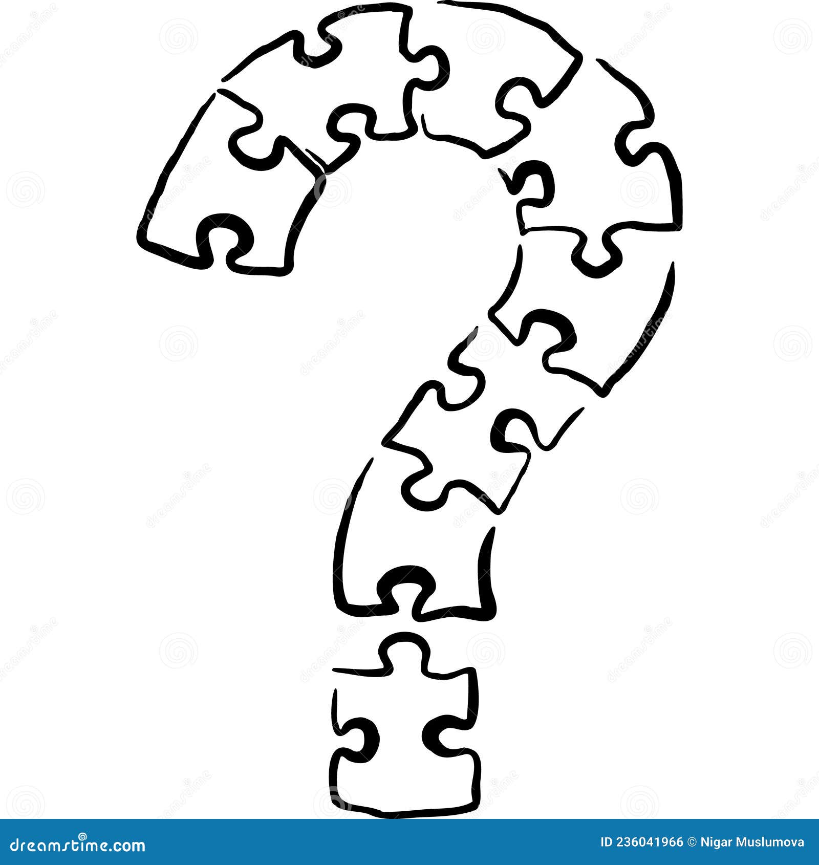 A Question Mark that Consists of a Puzzle Sketch Vector Illustration ...