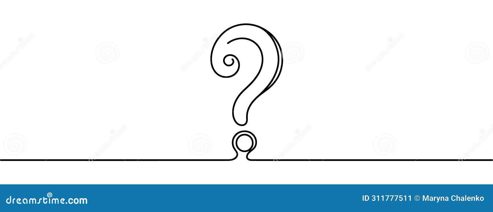 Question Mark Continuous Line One Line Drawing Isolated Vector ...