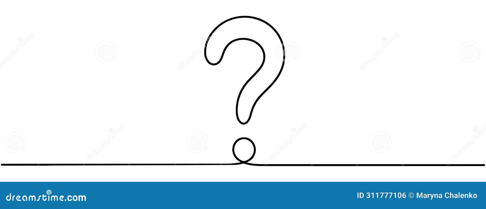 Question Mark Continuous Line One Line Drawing Isolated Vector ...