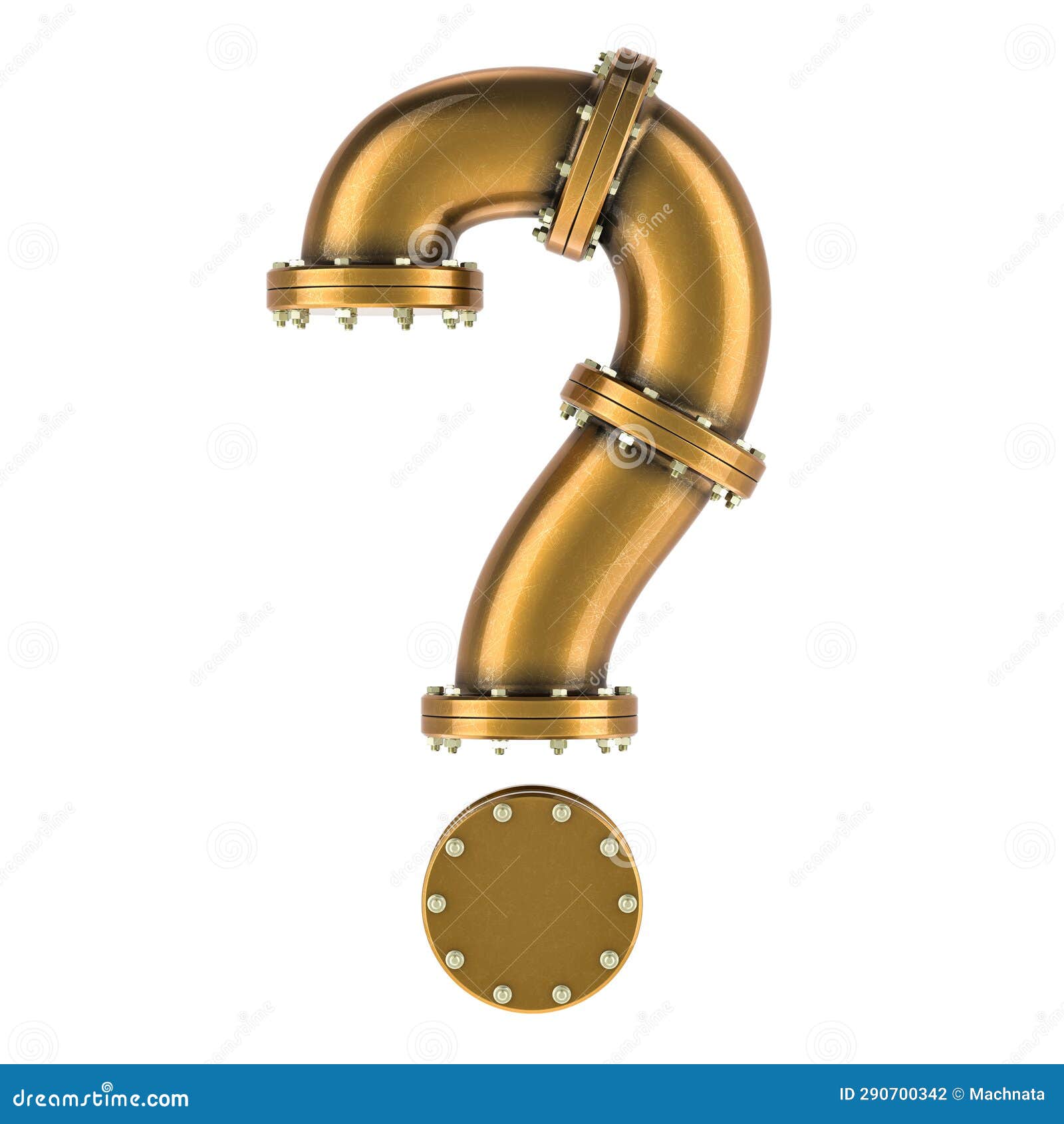 Question Mark from Copper, Bronze or Brass Pipes, 3D Rendering Stock ...