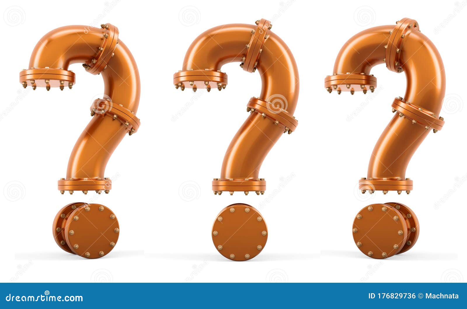 Question Mark from Copper Pipes, 3D Rendering Stock Illustration ...