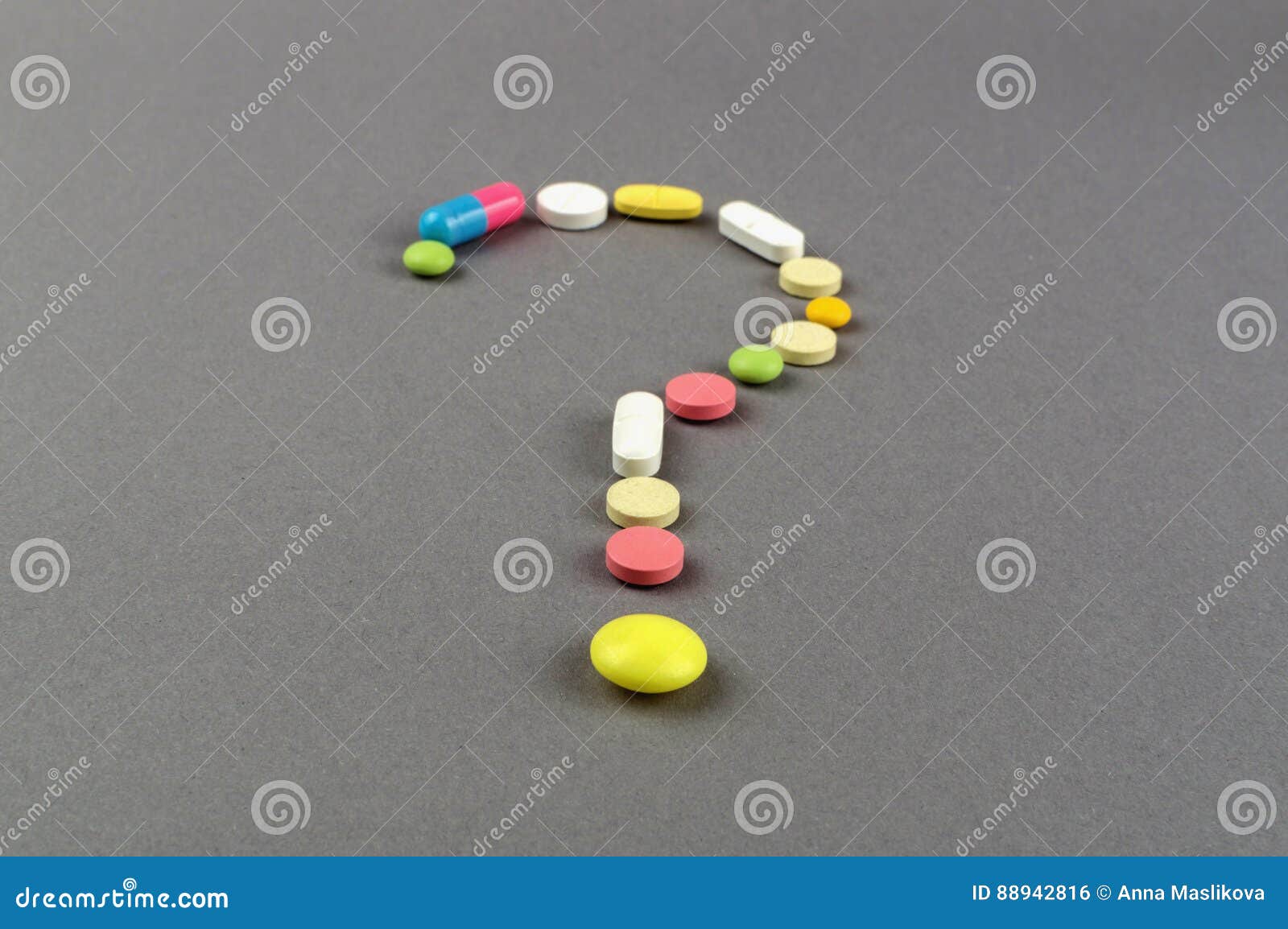 Question Mark Created from Colored Pills. Medical Concept Stock Photo ...