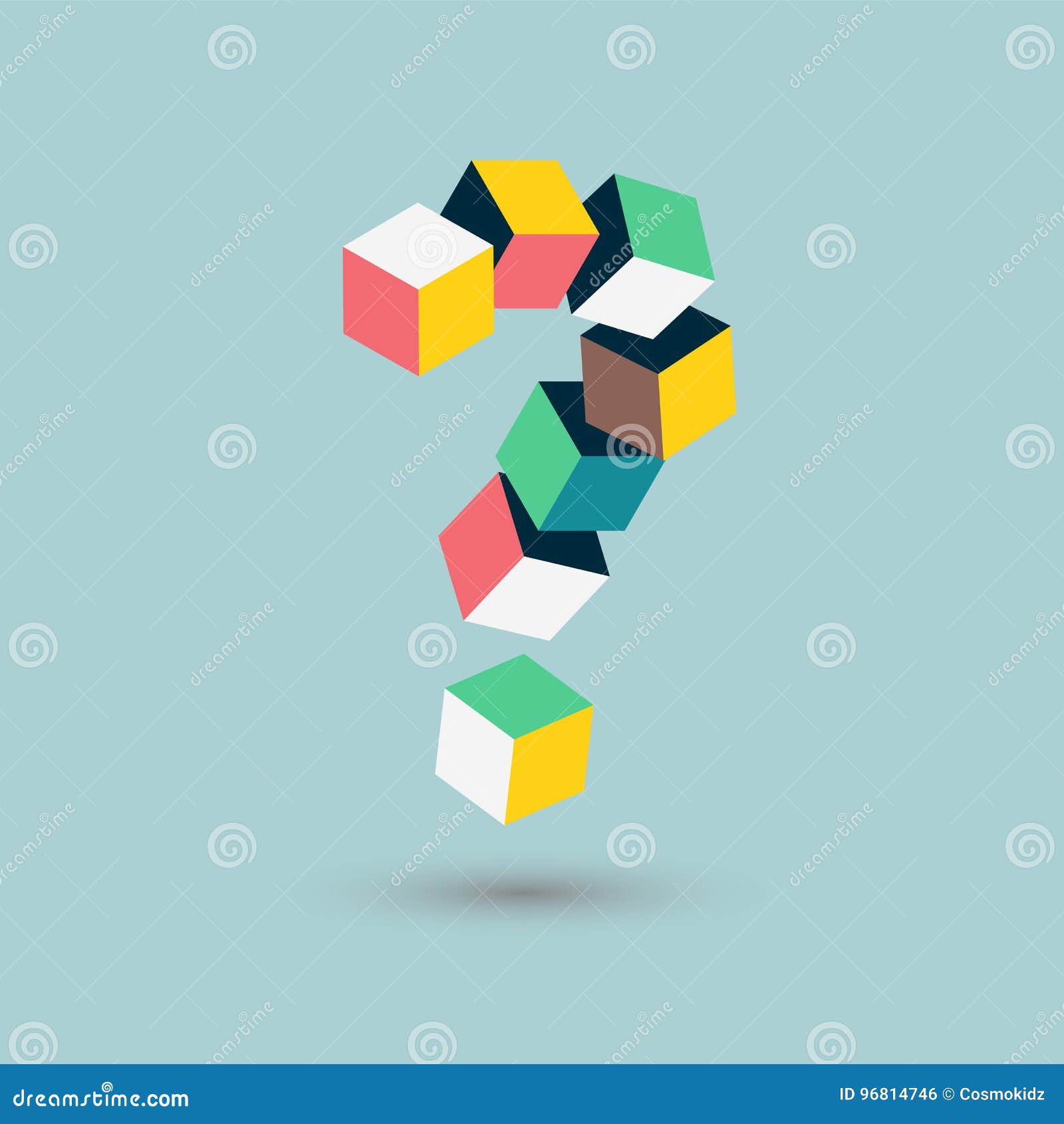 Question Mark Cubes Form, Isometric Doubts, Vector Illustration Stock ...