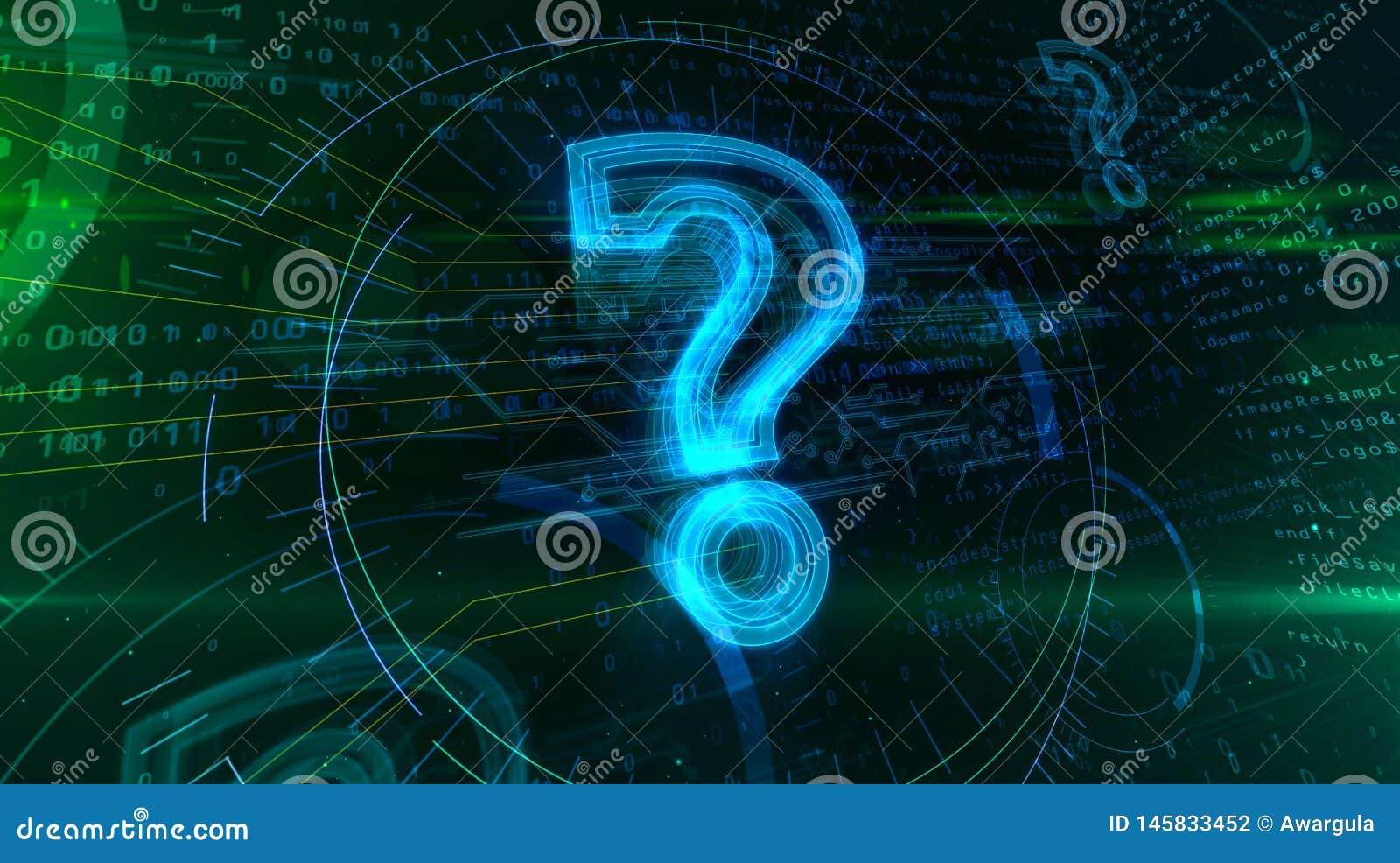 Question Mark on Cyber Background Stock Illustration - Illustration of ...