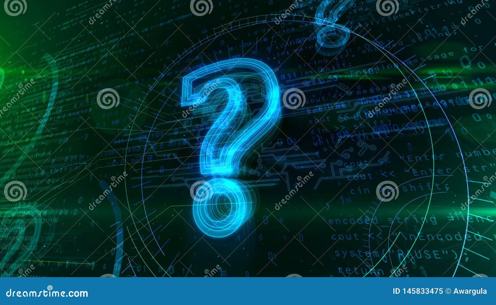 Question Mark On Cyber Background Stock Illustration | CartoonDealer ...