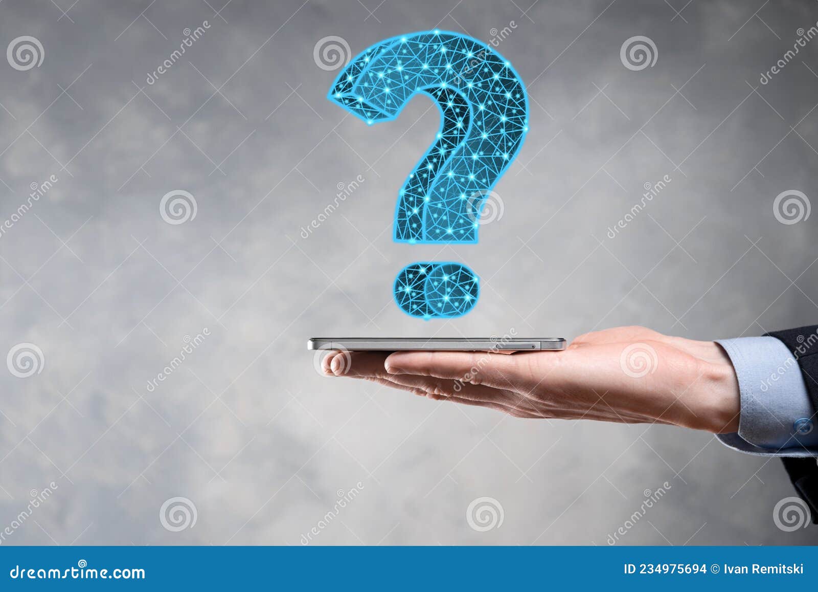 Question Mark. 3d Abstract on Dark Background with Dots and Stars. Ask ...