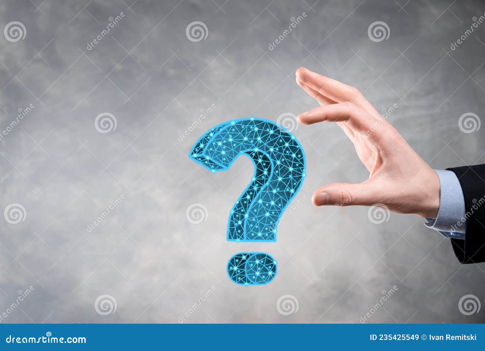 Question Mark. 3d Abstract on Dark Background with Dots and Stars. Ask ...