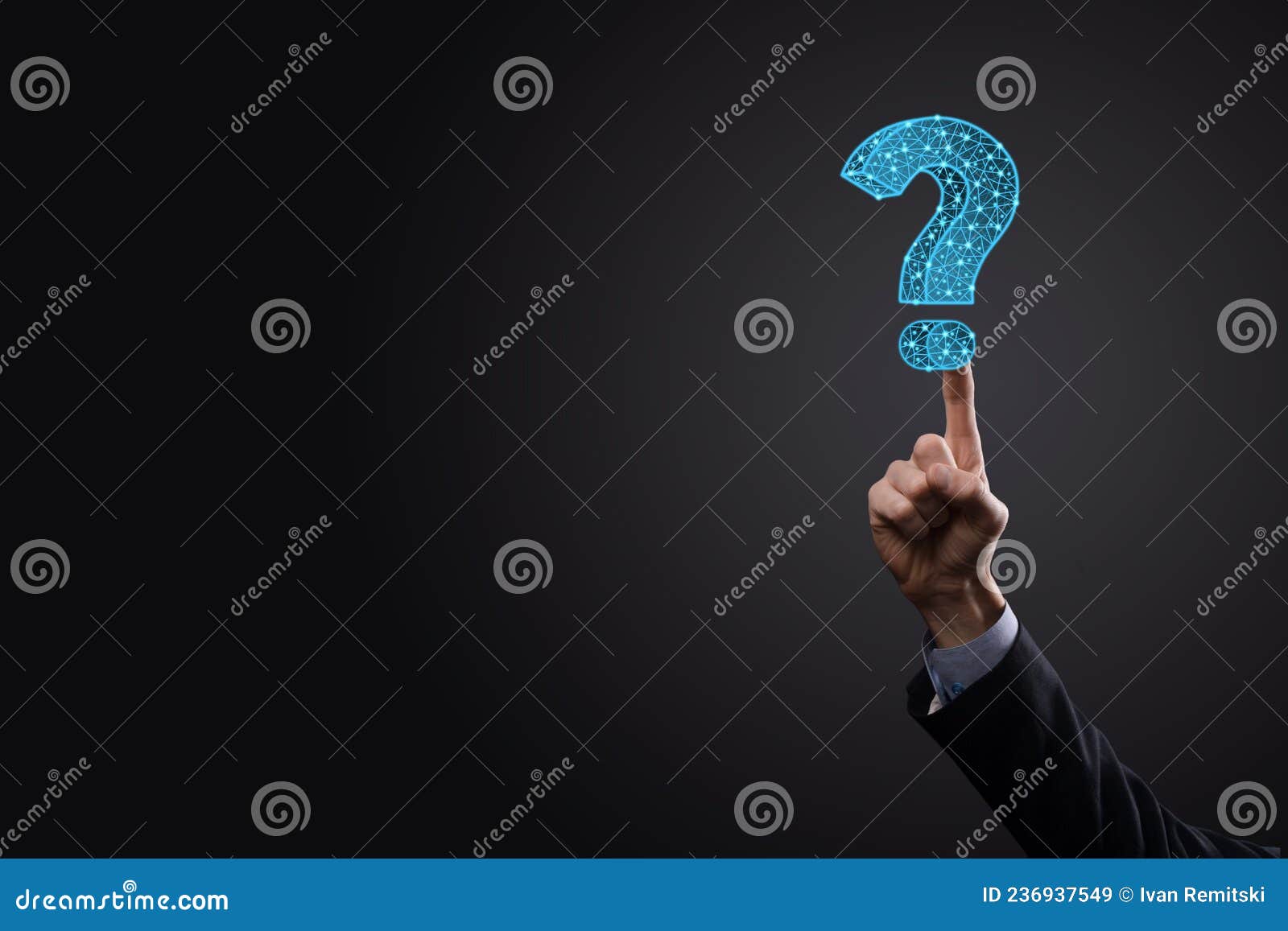 Question Mark. 3d Abstract on Dark Background with Dots and Stars. Ask ...